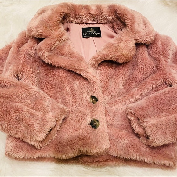 Free People | Jackets & Coats | Free People Pink Fuzzy Cropped Jacket ...